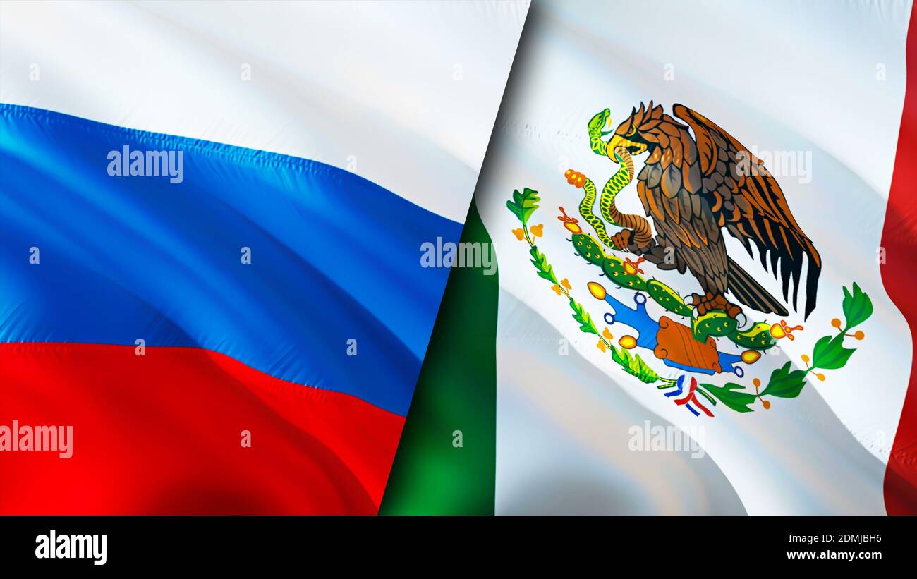 Russia and Mexico flags. 3D Waving flag design. Russia Mexico flag ...