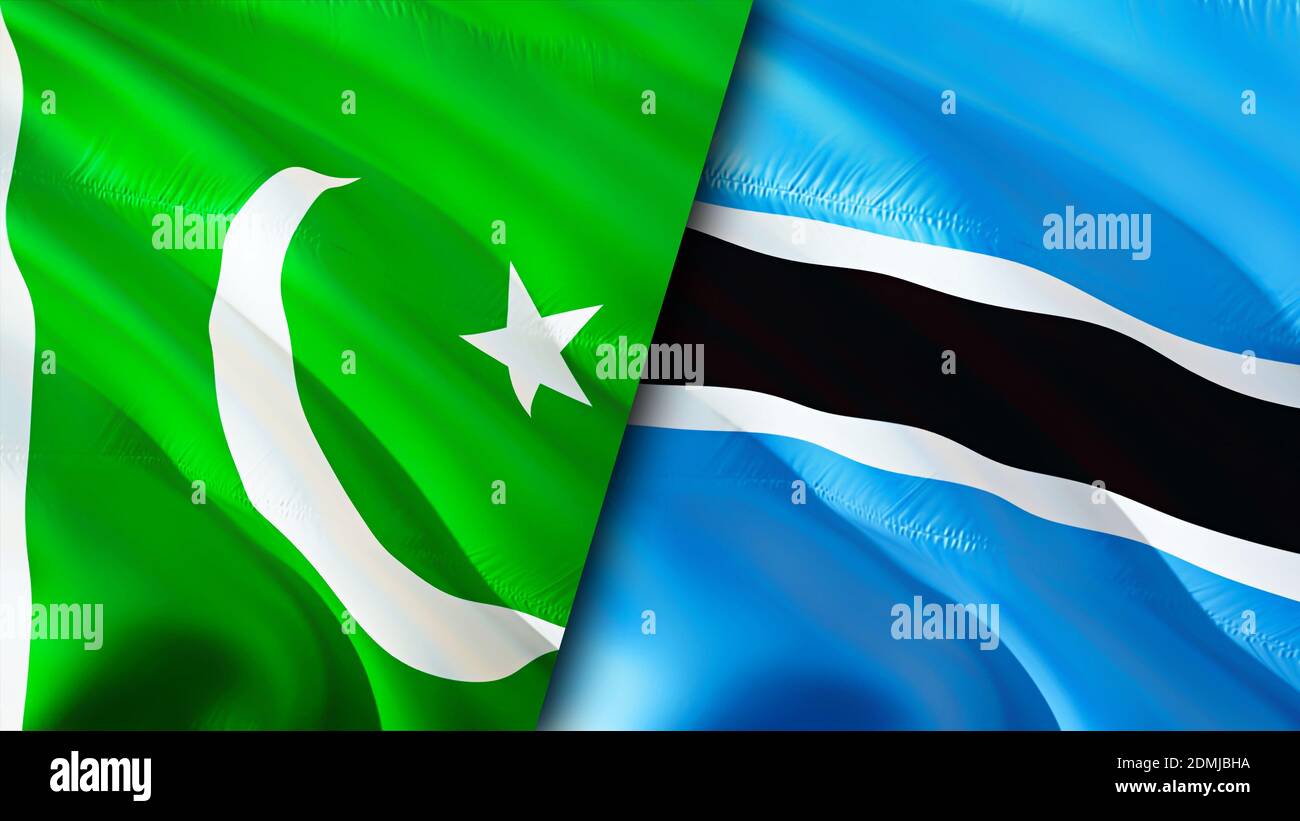Pakistan and Botswana flags. 3D Waving flag design. Pakistan Botswana ...
