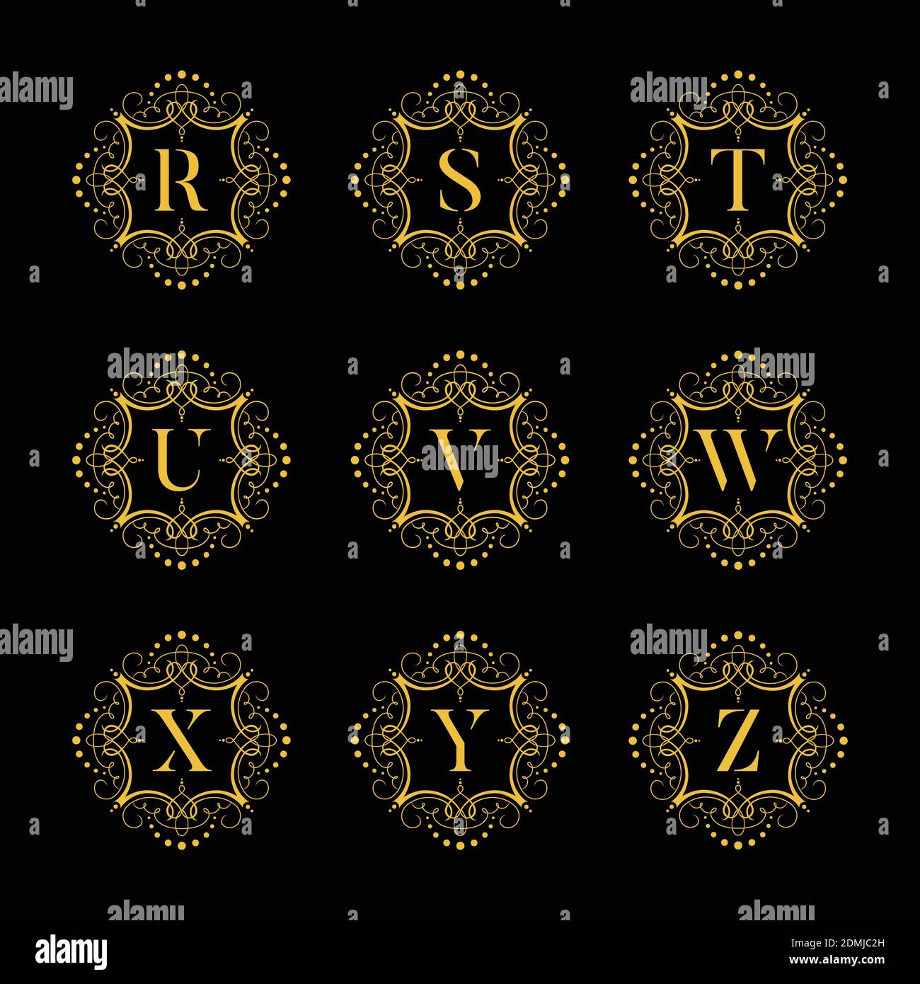 Set luxury vector alphabet. Letters alphabet with floral. Classic ...