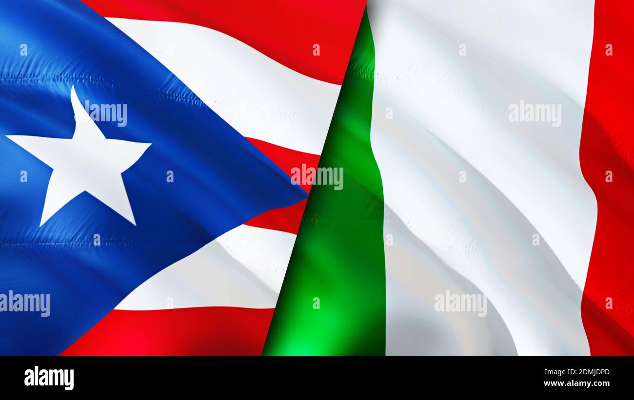 Puerto Rico and Italy flags. 3D Waving flag design. Puerto Rico Italy ...