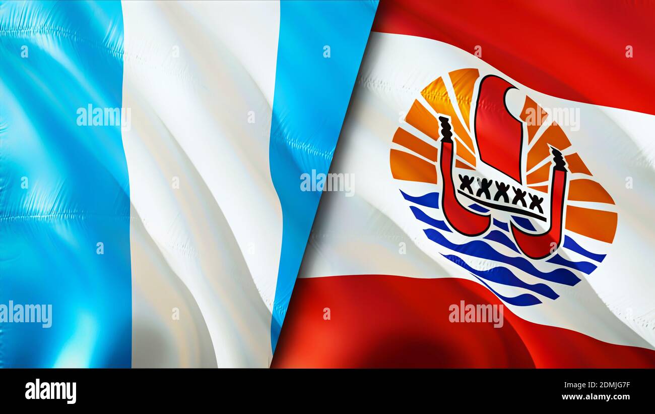 Guatemala and French Polynesia flags. 3D Waving flag design. Guatemala ...