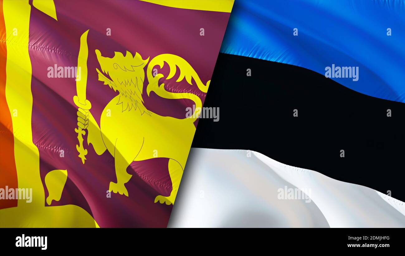 Sri Lanka and Estonia flags. 3D Waving flag design. Sri Lanka Estonia ...