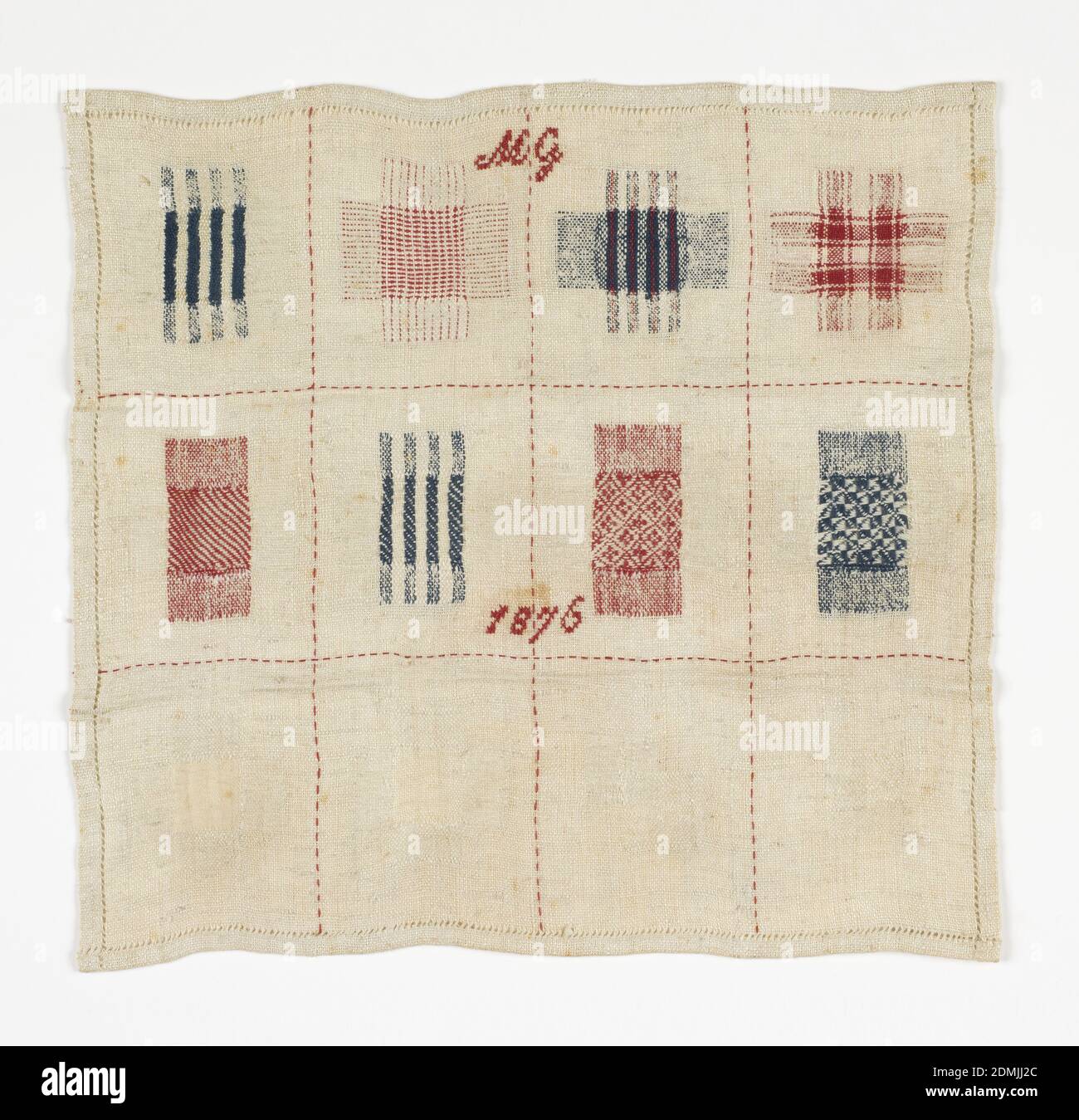 Darning sampler, Medium: linen, wool, cotton Technique: embroidered in ...