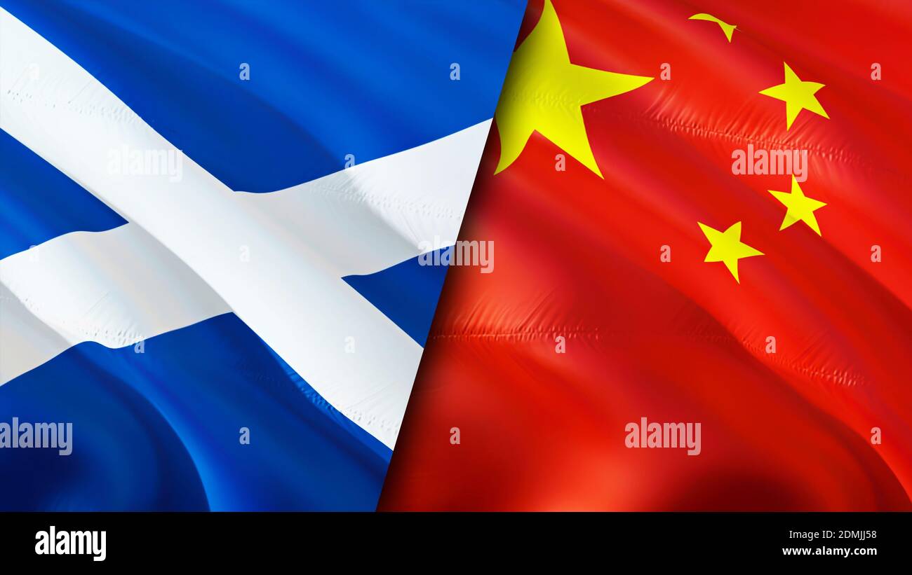 Scotland and China flags. 3D Waving flag design. Scotland China flag ...