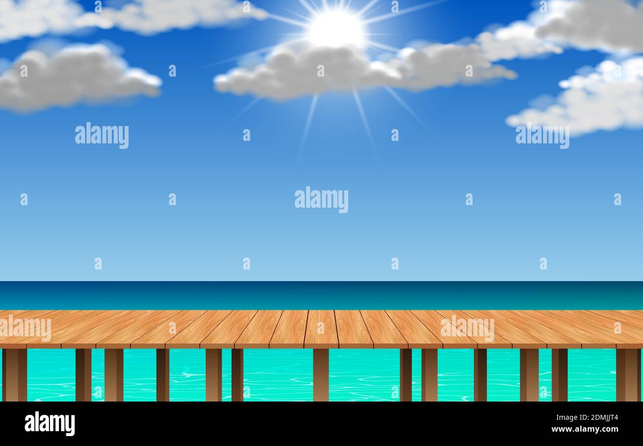 Paradise beach pier Stock Vector Images - Alamy