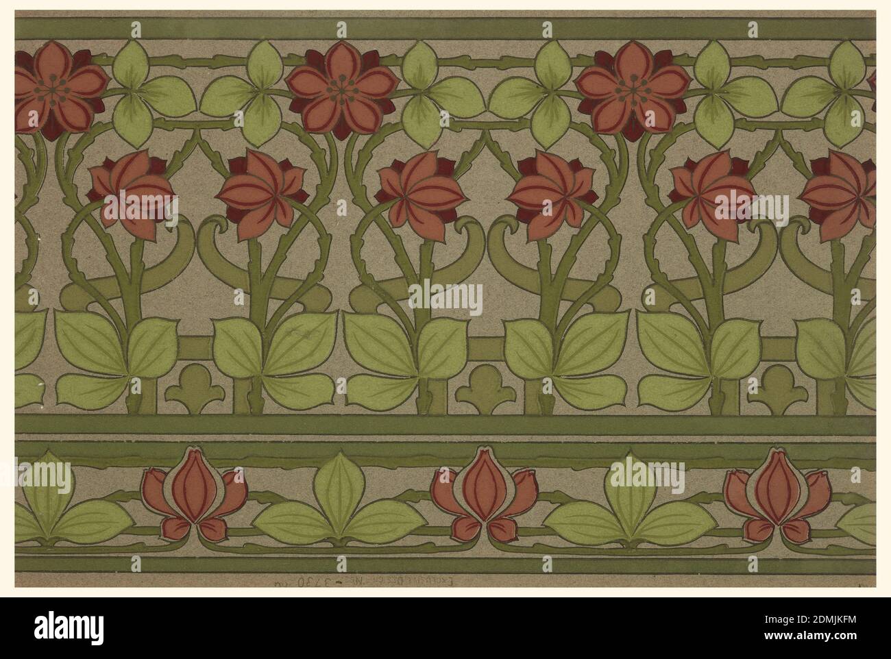 Frieze and border, Machine-printed paper, Interweaved floral and ...