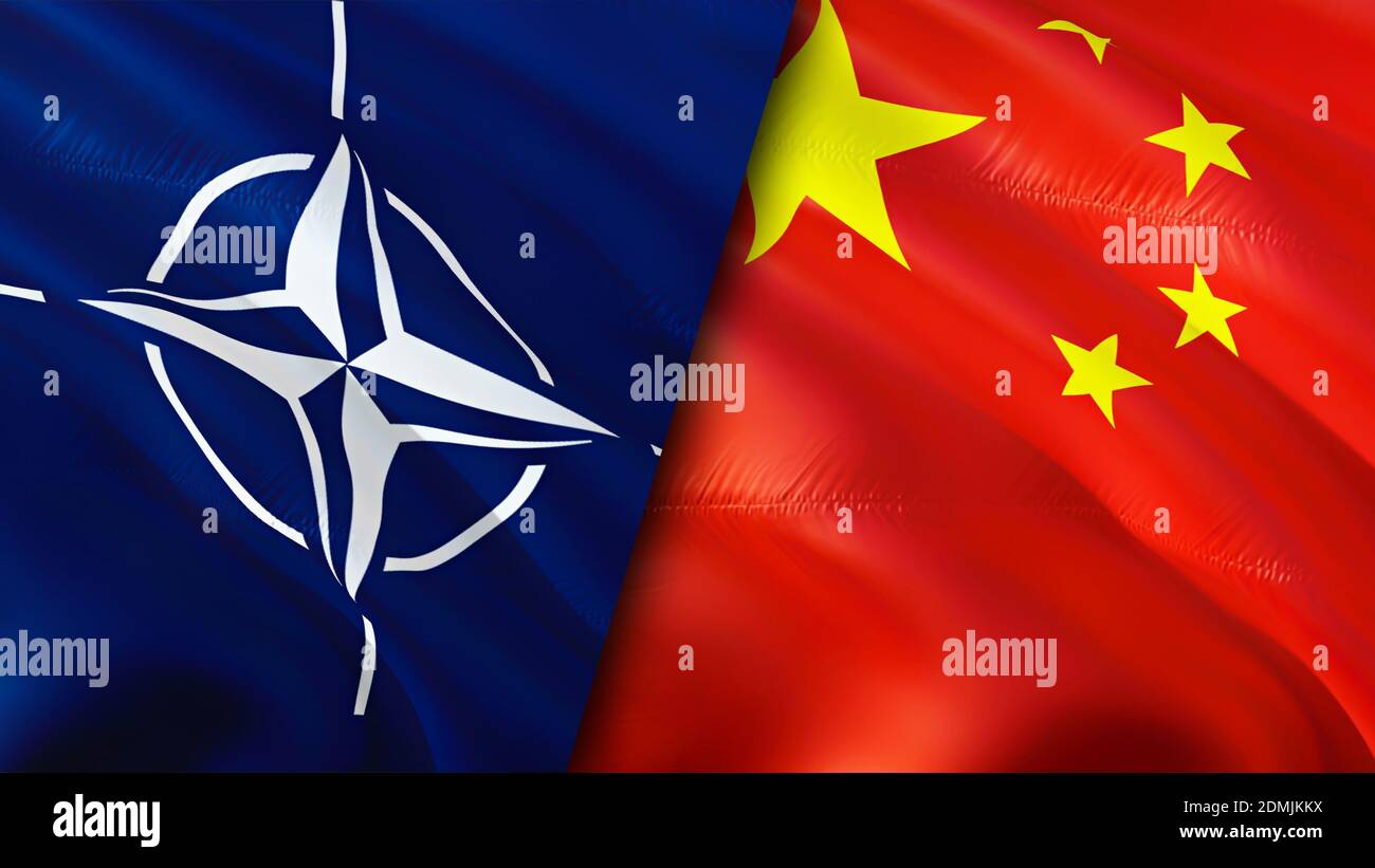 NATO and China flags. 3D Waving flag design. China NATO flag, picture ...