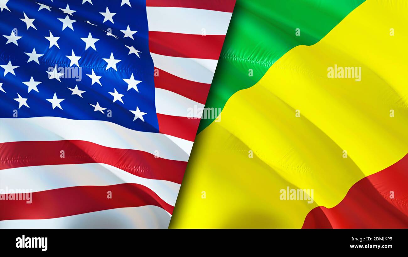 USA and Congo flags. 3D Waving flag design. USA Congo flag, picture ...