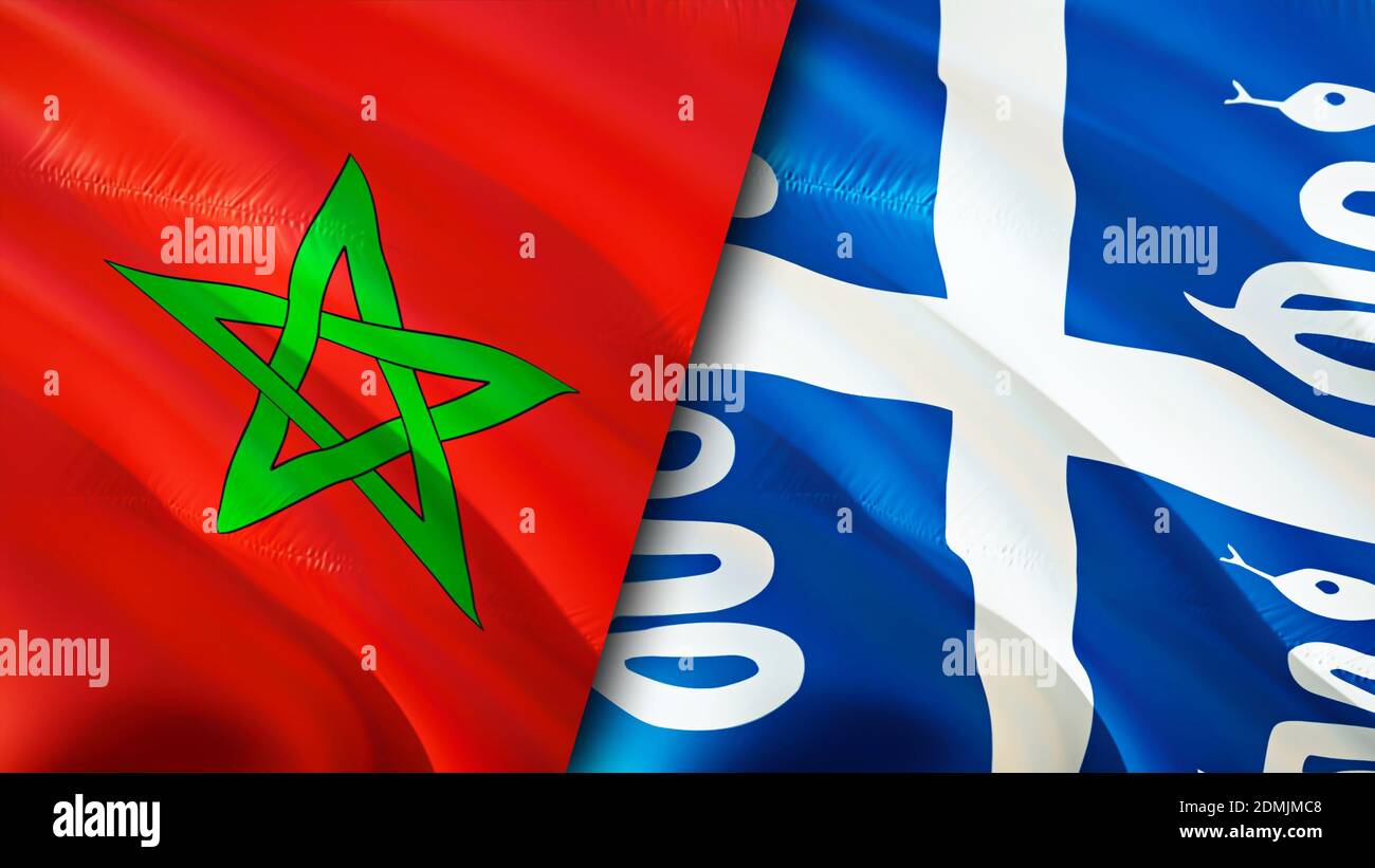 Morocco and Martinique flags. 3D Waving flag design. Morocco Martinique ...