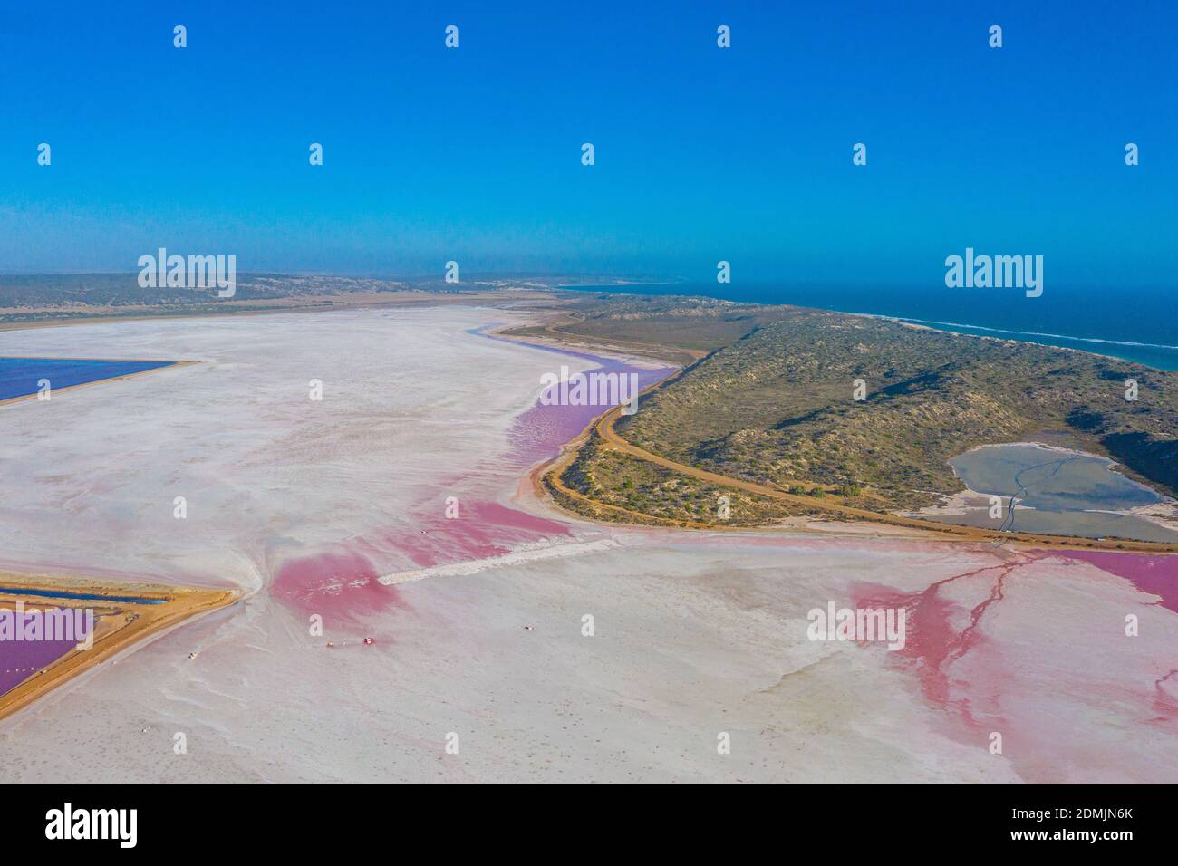 Pink lake at port gregory in Australia Stock Photo - Alamy