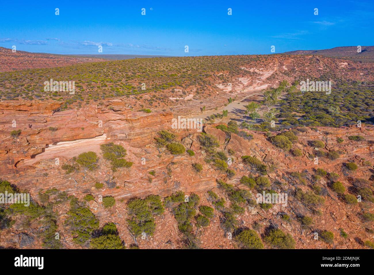 Aerial view of Murchison river reaching the loop at Kalbarri national ...