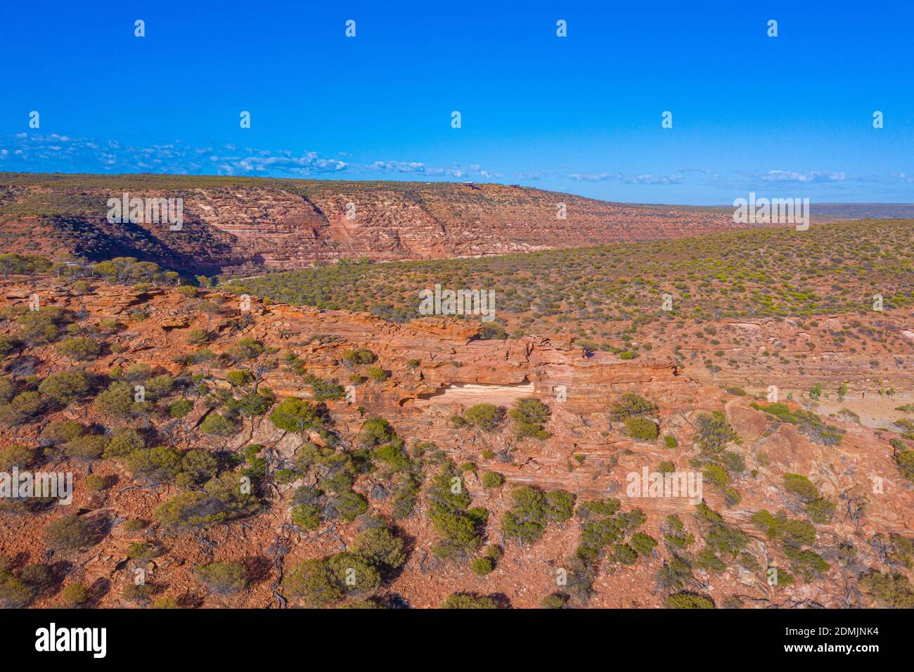 Aerial view of Murchison river reaching the loop at Kalbarri national ...