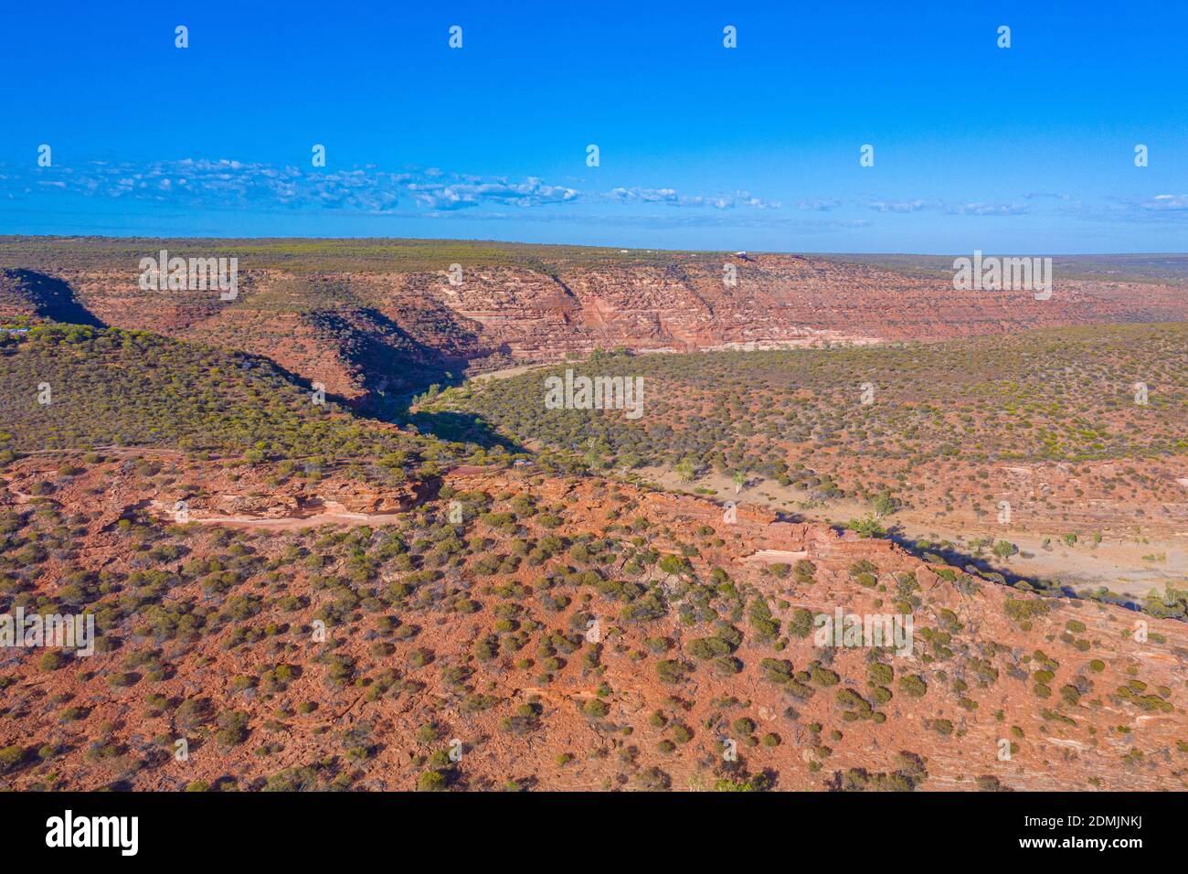 Aerial view of Murchison river reaching the loop at Kalbarri national ...
