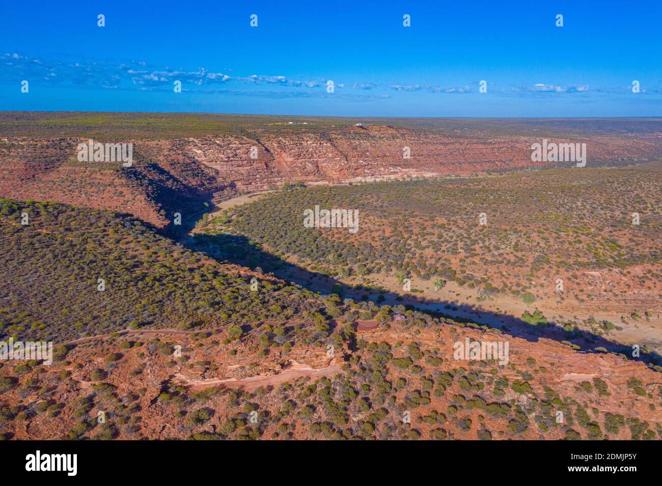 Aerial view of Murchison river reaching the loop at Kalbarri national ...