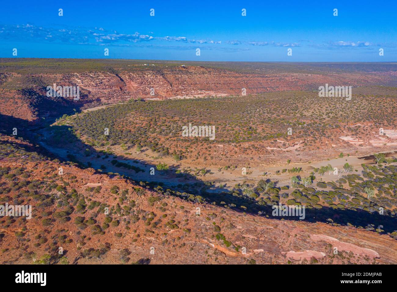 Aerial view of Murchison river reaching the loop at Kalbarri national ...