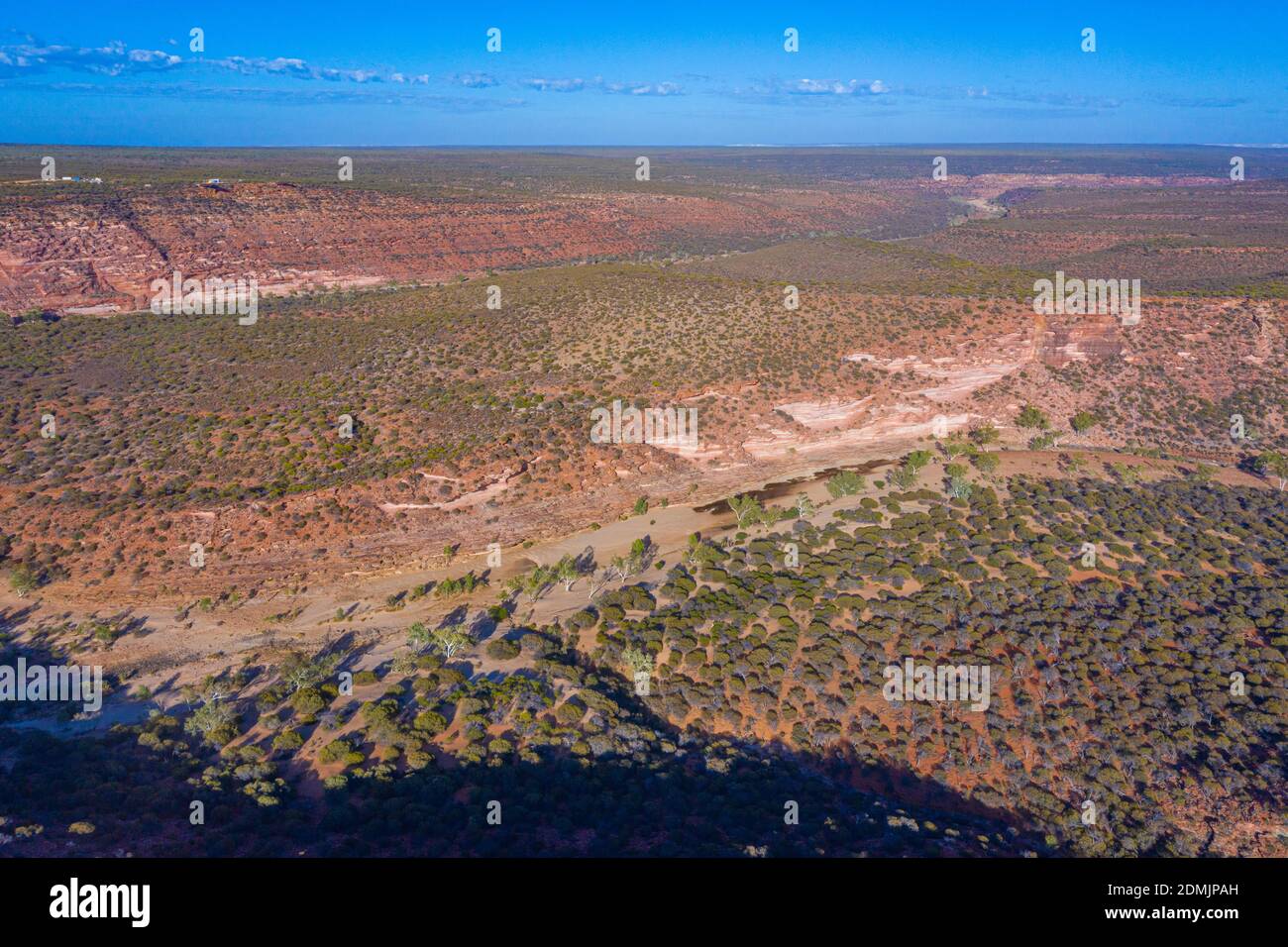 Aerial view of Murchison river reaching the loop at Kalbarri national ...