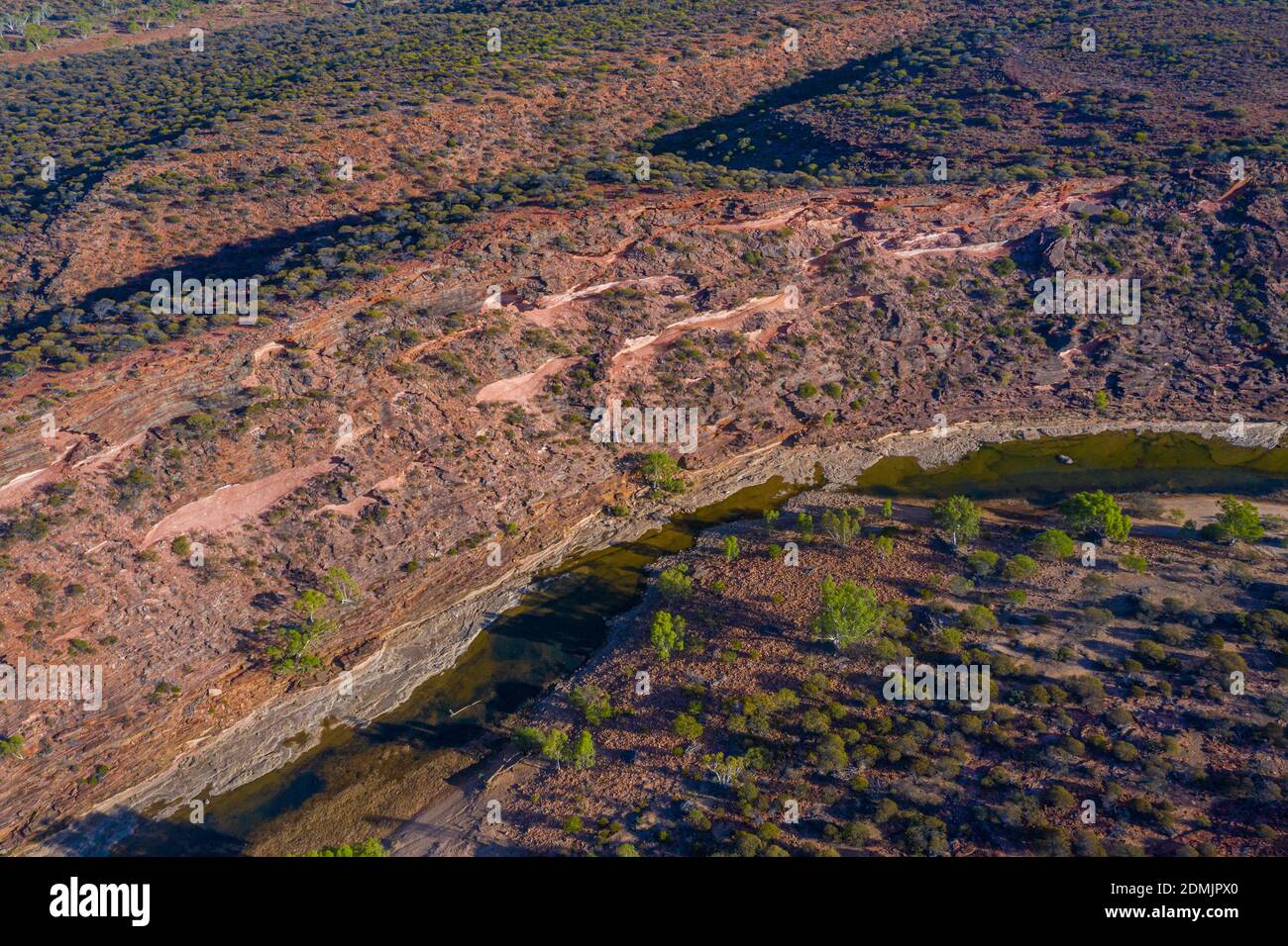 Aerial view of Murchison river reaching the loop at Kalbarri national ...