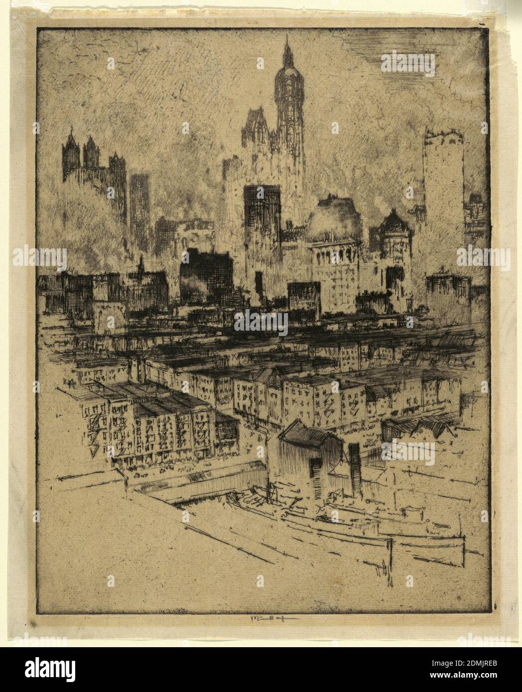 New York from Brooklyn Bridge, Joseph Pennell, American, active England ...