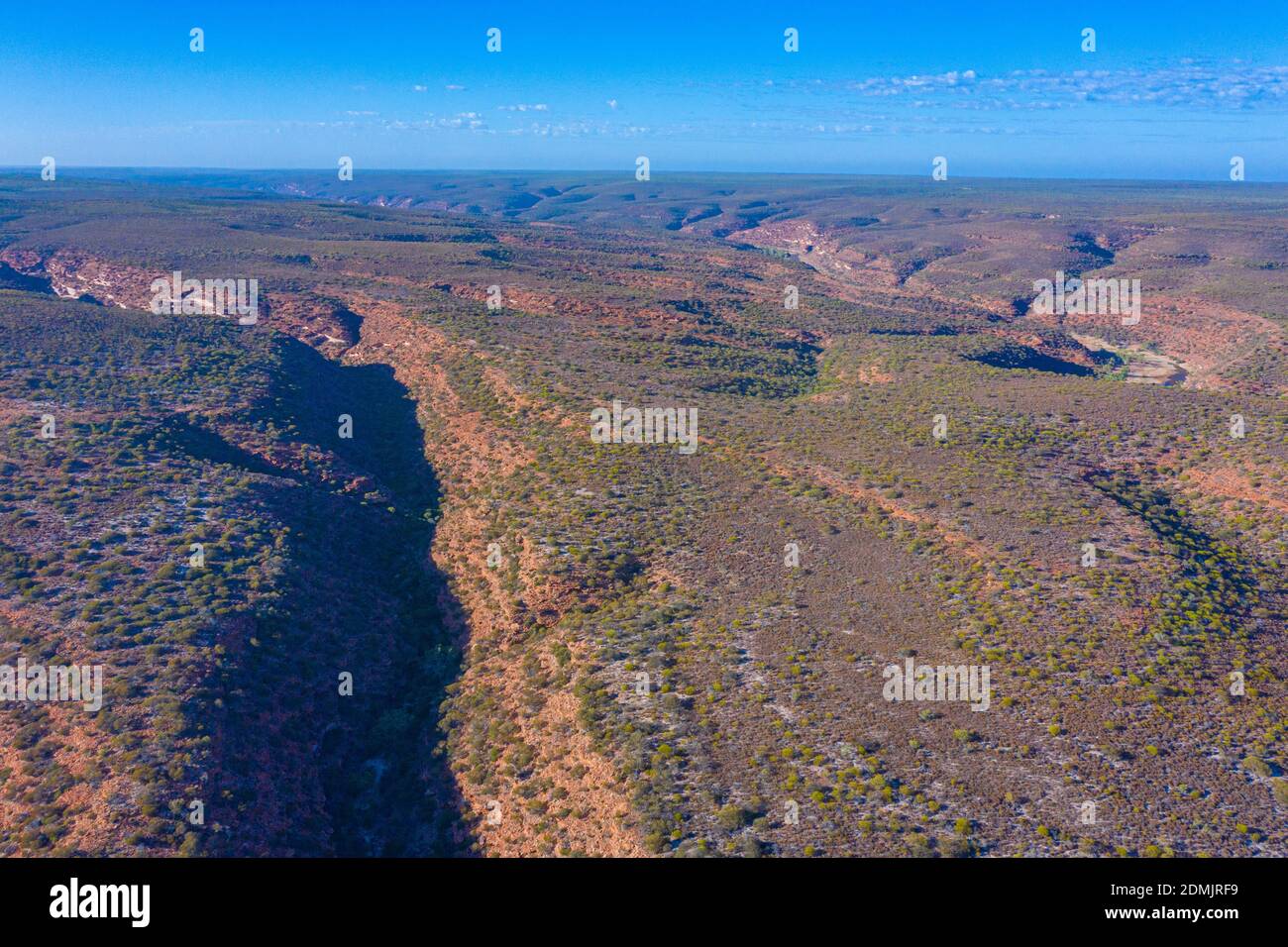Aerial view of Murchison river reaching the loop at Kalbarri national ...