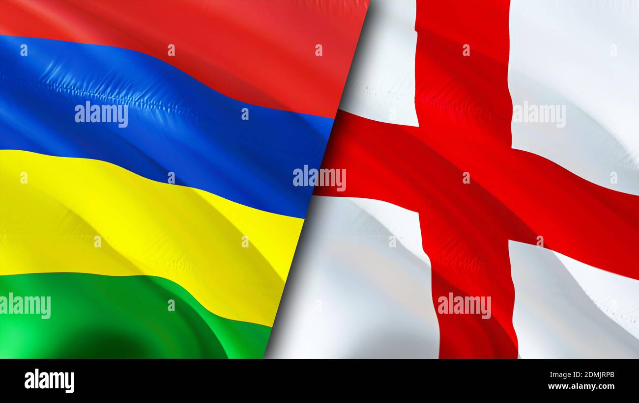 Mauritius and England flags. 3D Waving flag design. Mauritius England ...