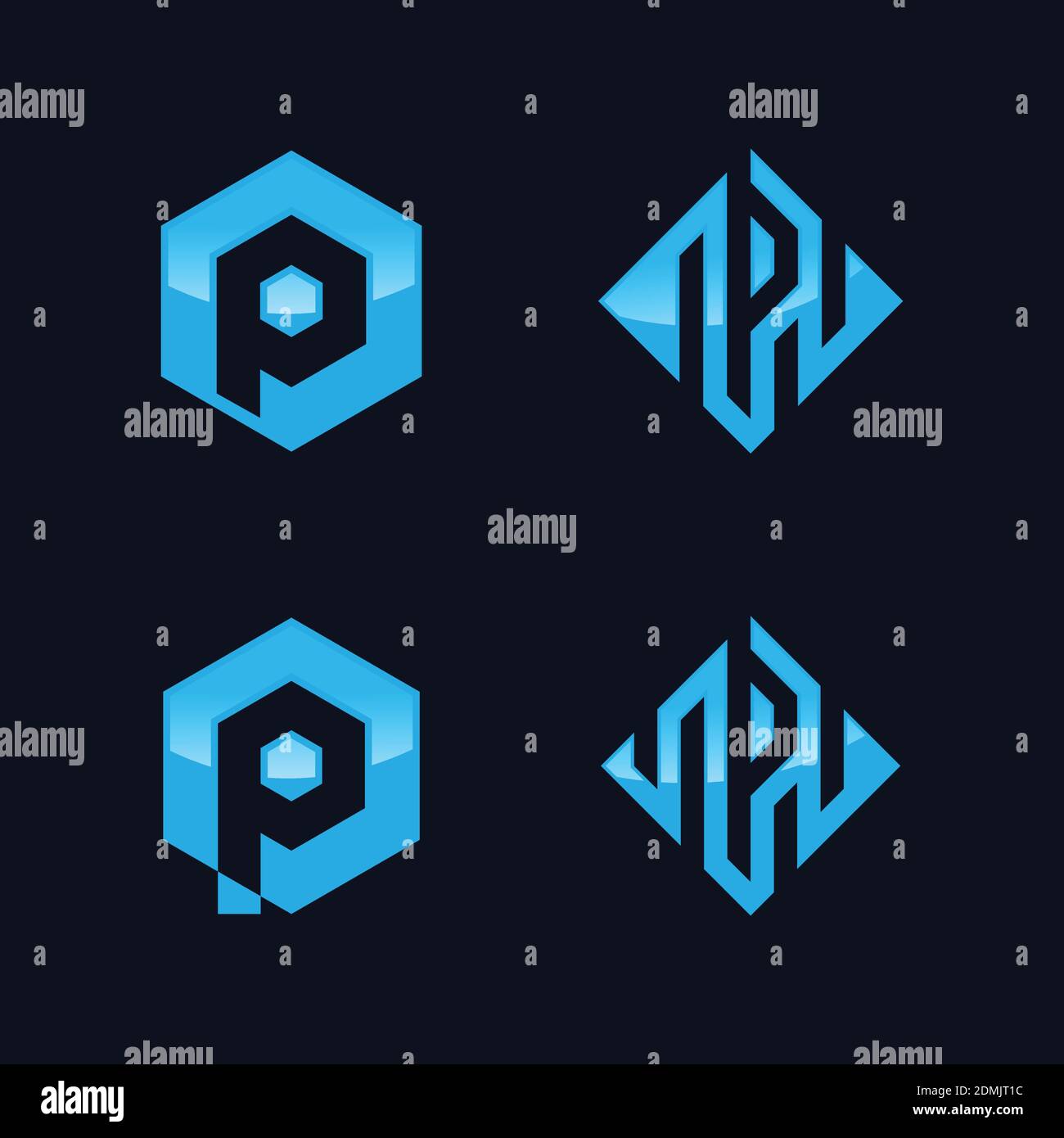 Technology abstract P letter icon vector concept design illustration ...