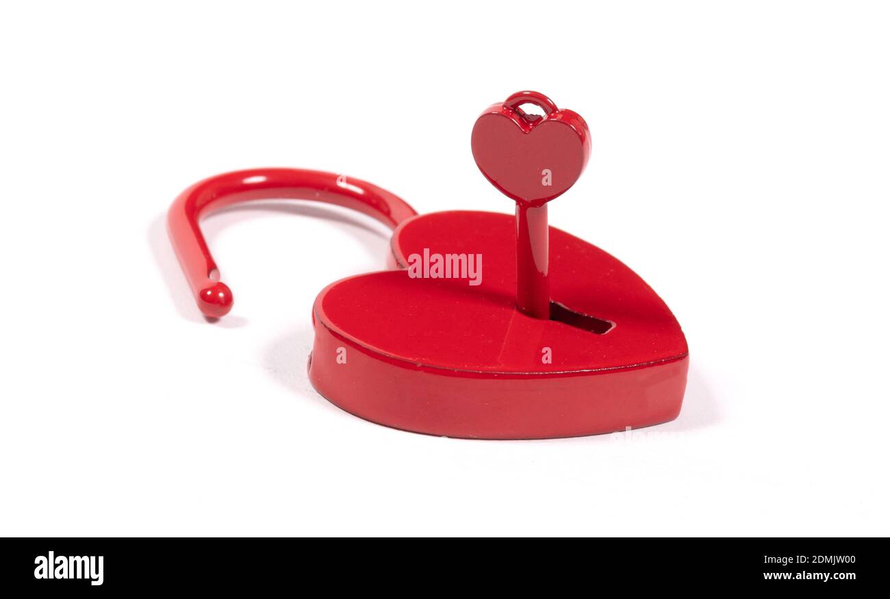 Lock of love - Red heart lock isolated on white Stock Photo - Alamy