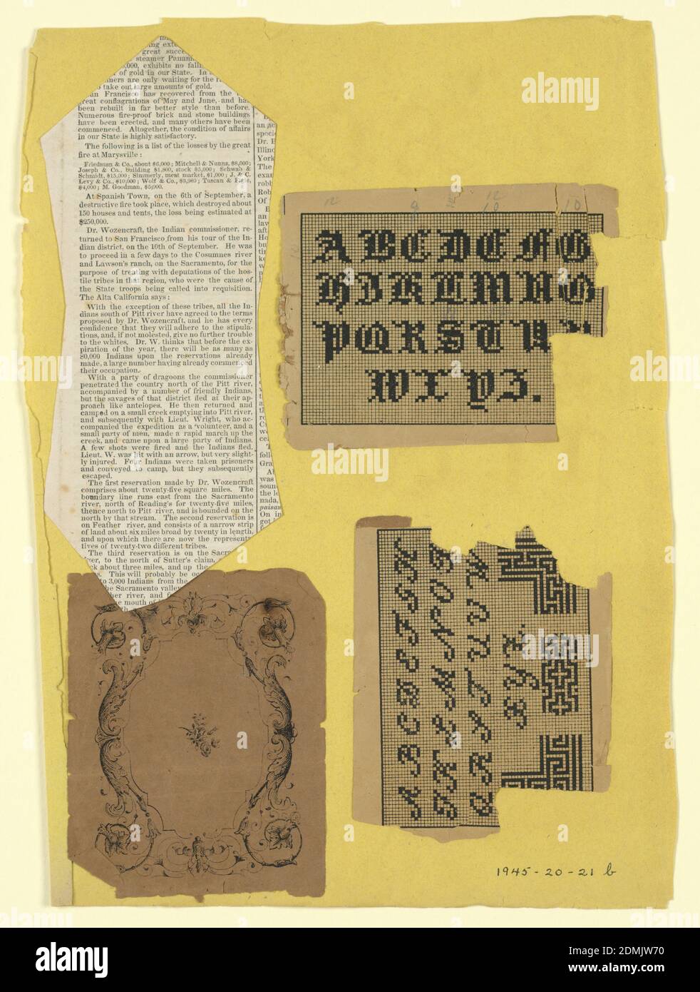 Sewing instruction book samples, USA, 1829, sample books, Sewing ...