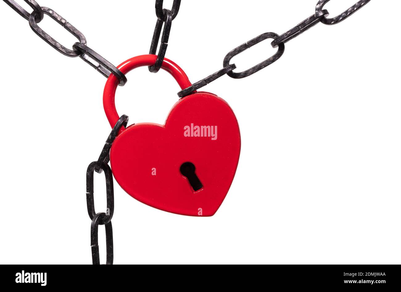 Lock of love - Red heart lock and chain Stock Photo - Alamy