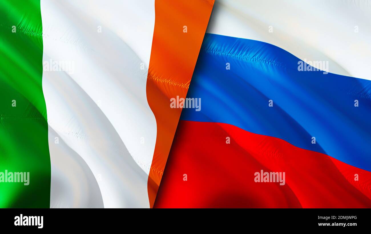 Ireland and Russia flags. 3D Waving flag design. Ireland Russia flag ...