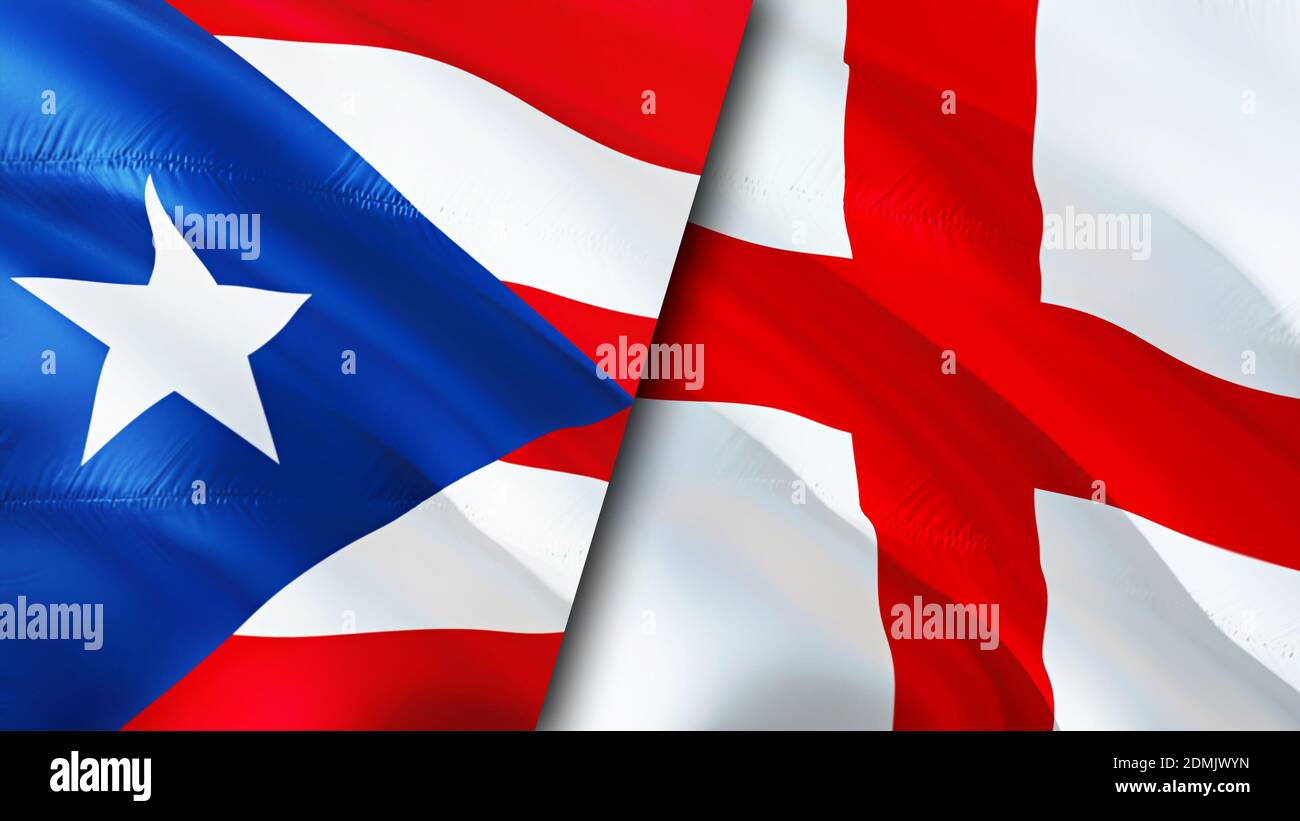 Puerto Rico and England flags. 3D Waving flag design. Puerto Rico ...