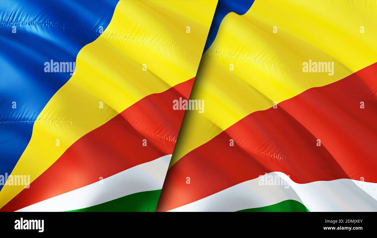 Seychelles and Seychelles flags. 3D Waving flag design. Seychelles ...