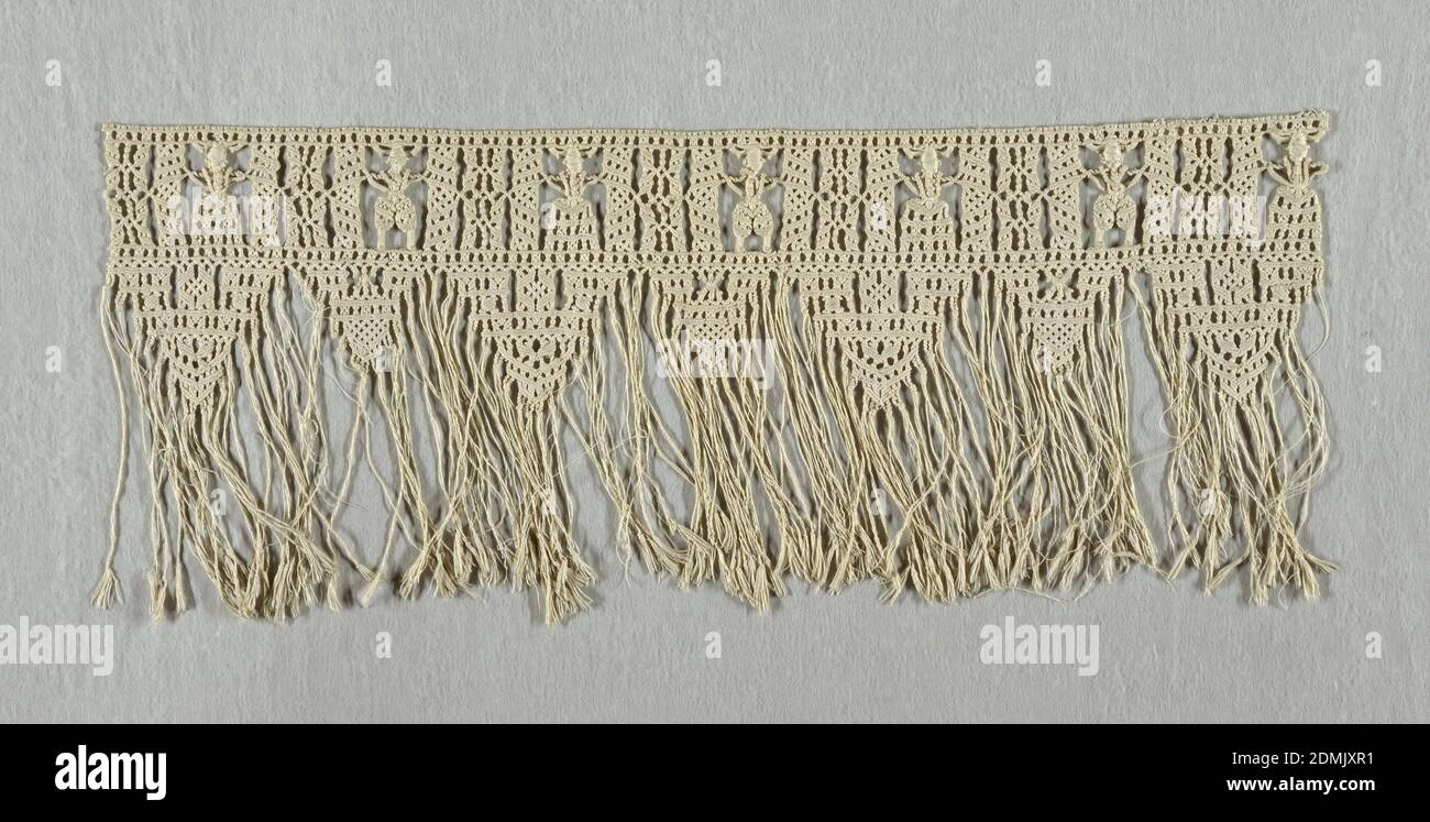 Border fringe, Medium: linen Technique: knotting (macramé), Border with ...
