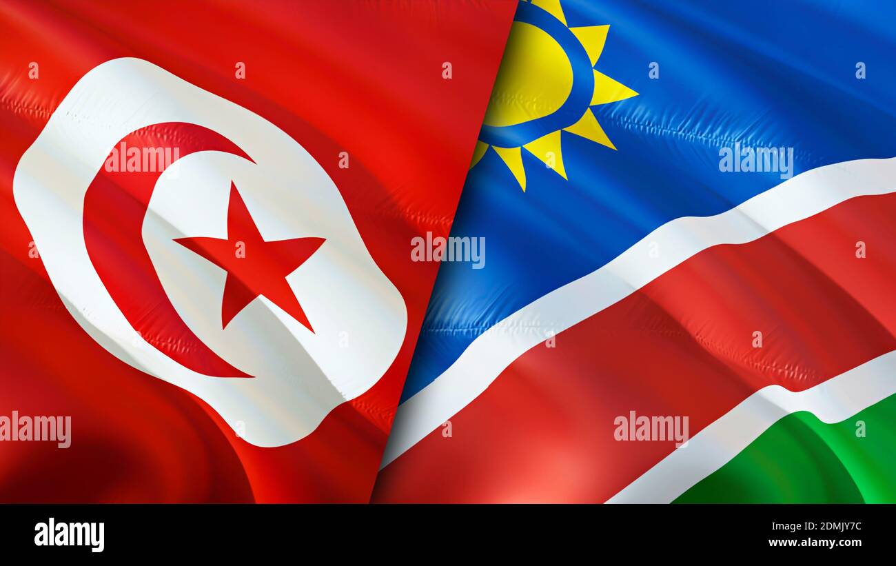 Tunisia and Namibia flags. 3D Waving flag design. Tunisia Namibia flag ...