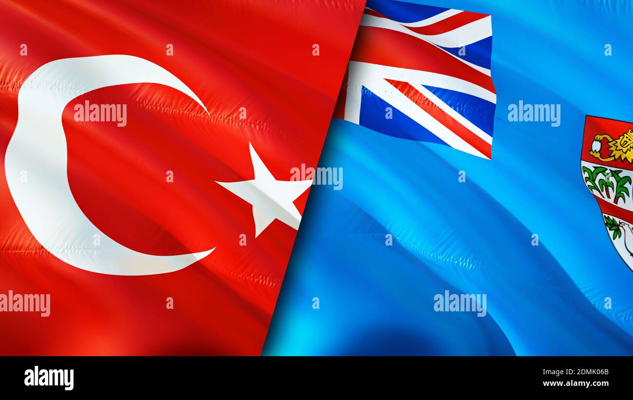 Turkey and Fiji flags. 3D Waving flag design. Turkey Fiji flag, picture ...