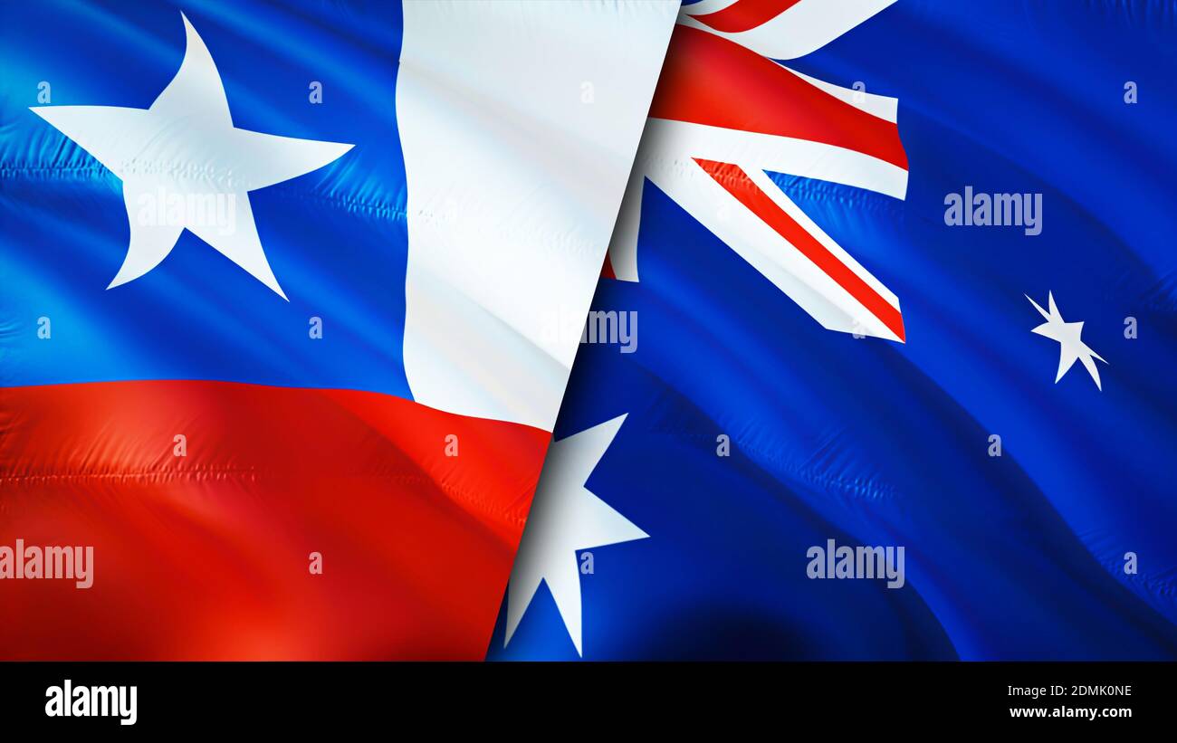 Chile and Australia flags. 3D Waving flag design. Chile Australia flag ...