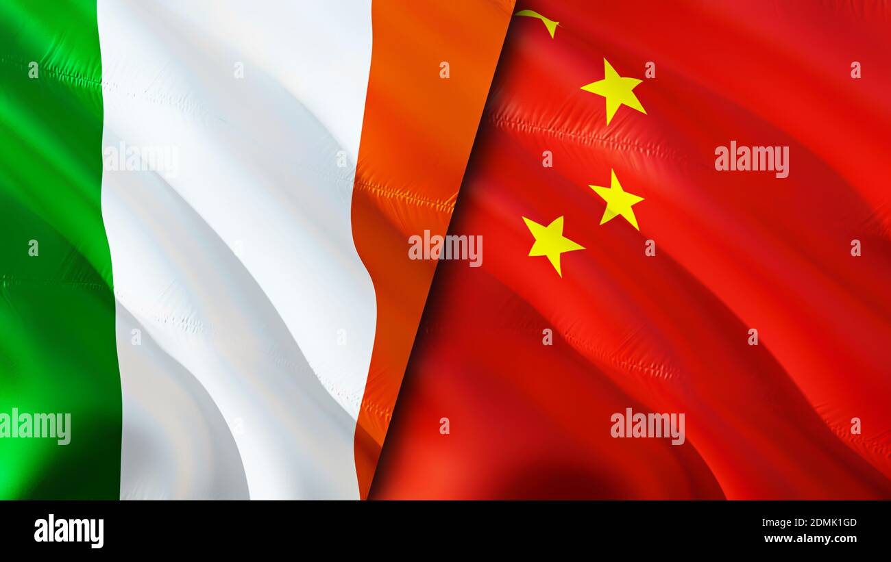 Ireland and China flags. 3D Waving flag design. Ireland China flag ...