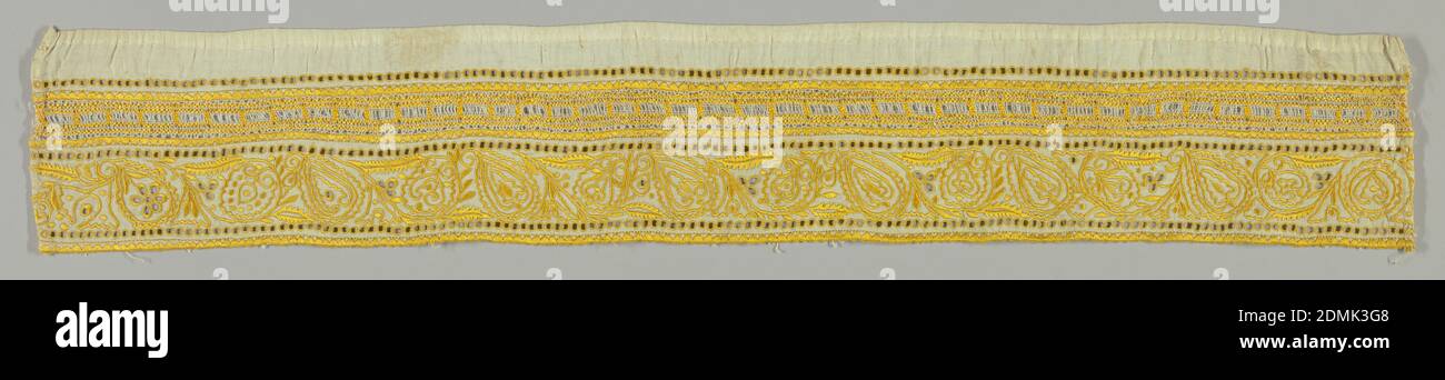 Border, Medium: cotton, metal Technique: embroidered using satin stitch ...