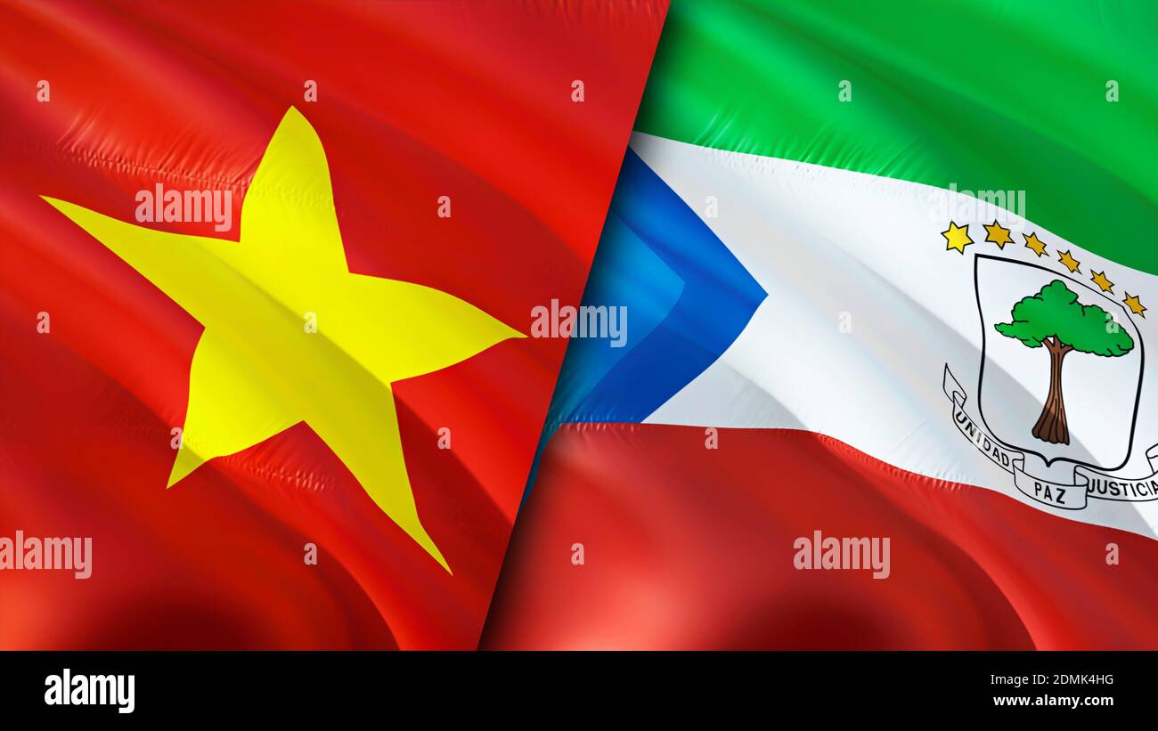 Vietnam and Equatorial Guinea flags with scar concept. Waving flag,3D ...