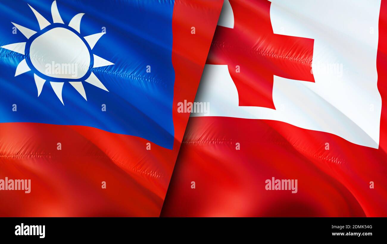 Taiwan and Tonga flags. 3D Waving flag design. Taiwan Tonga flag ...