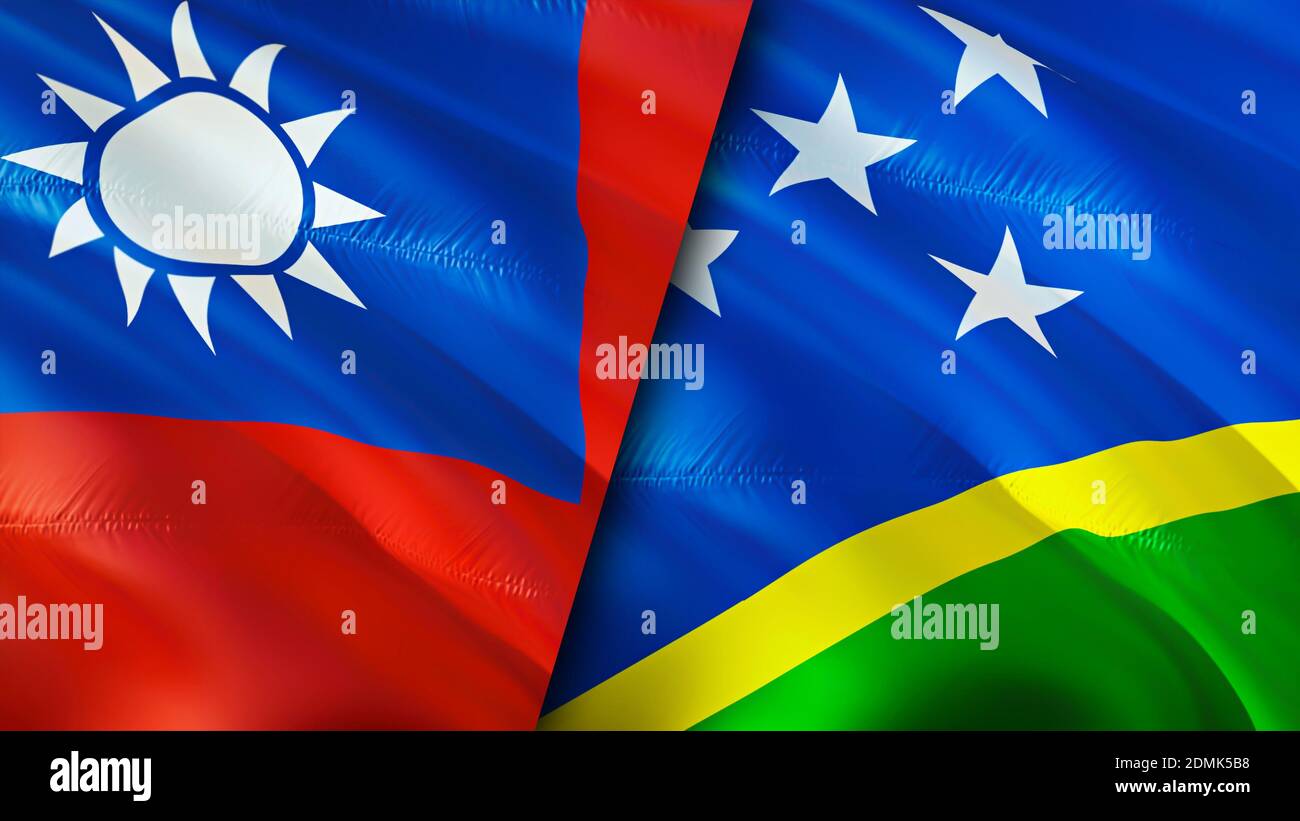 Taiwan and Solomon Islands flags. 3D Waving flag design. Taiwan Solomon ...