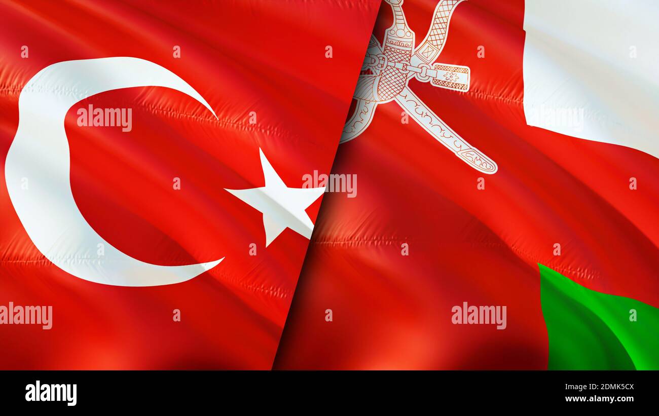 Turkey and Oman flags. 3D Waving flag design. Turkey Oman flag, picture ...