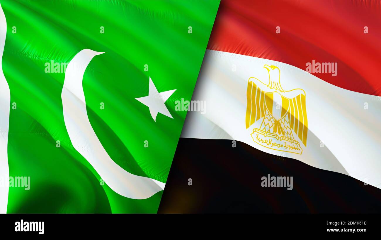 Pakistan and Egypt flags. 3D Waving flag design. Pakistan Egypt flag ...