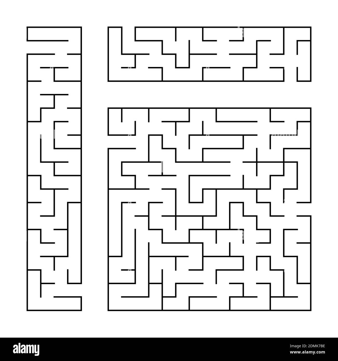 Black abstract labyrinth. A set of three puzzles. An interesting and ...