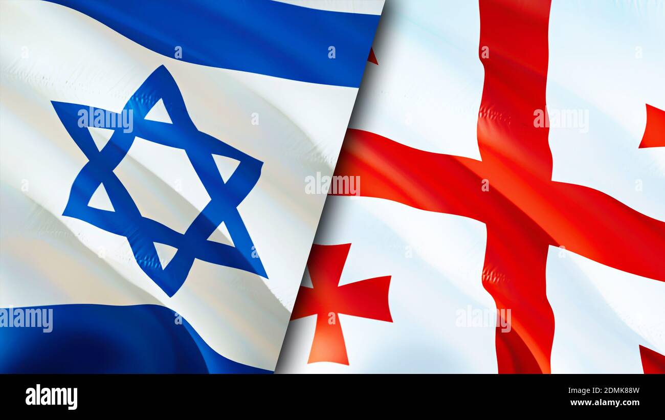 Israel and Georgia flags. 3D Waving flag design. Israel Georgia flag ...