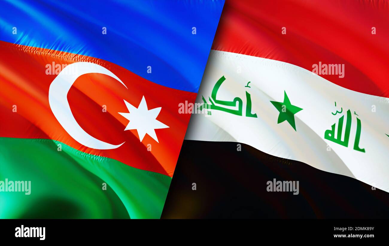 Azerbaijan and Iraq flags. 3D Waving flag design. Azerbaijan Iraq flag ...