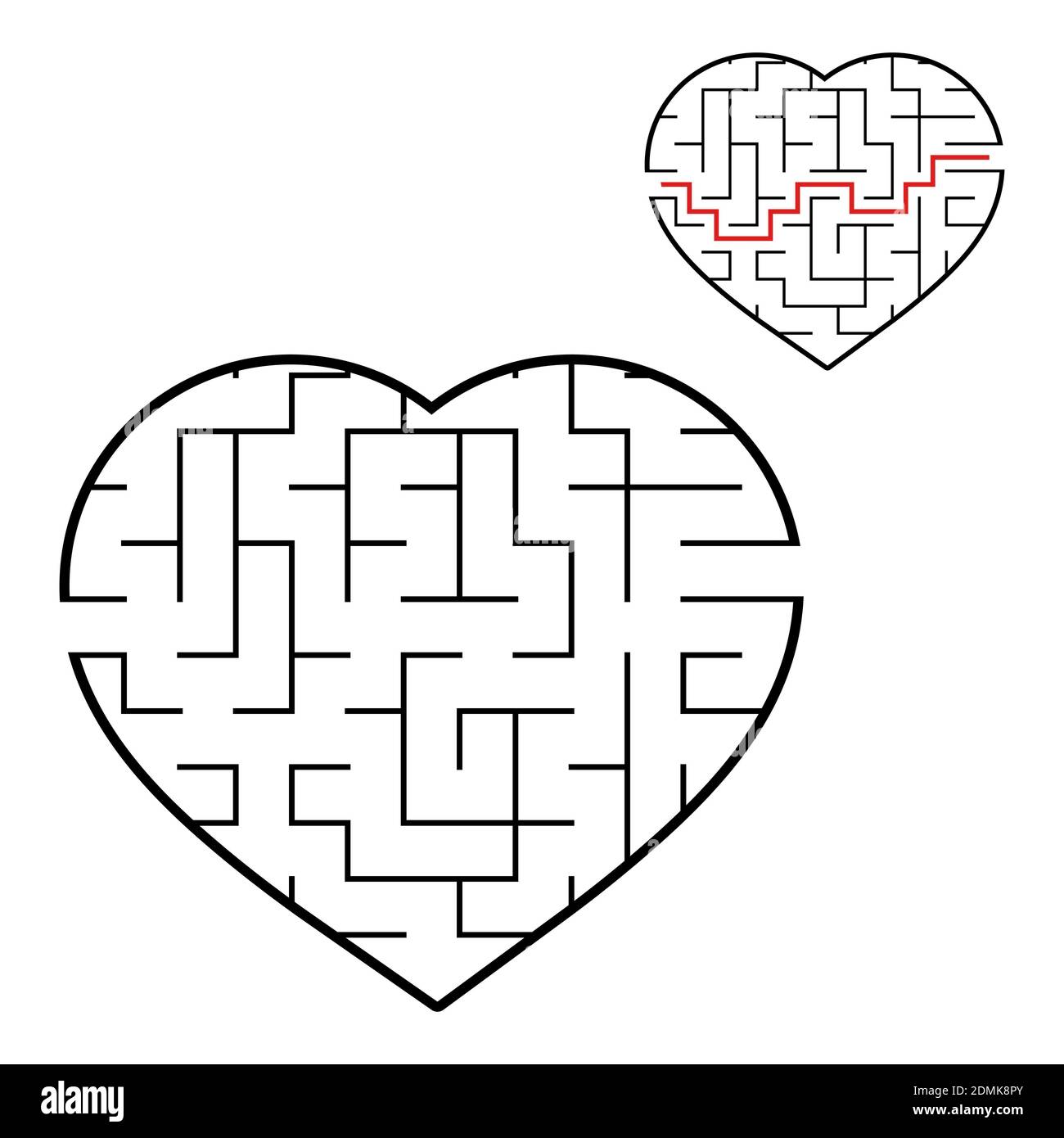 Abstract maze heart. Valentine day. Game for kids. Puzzle for children ...