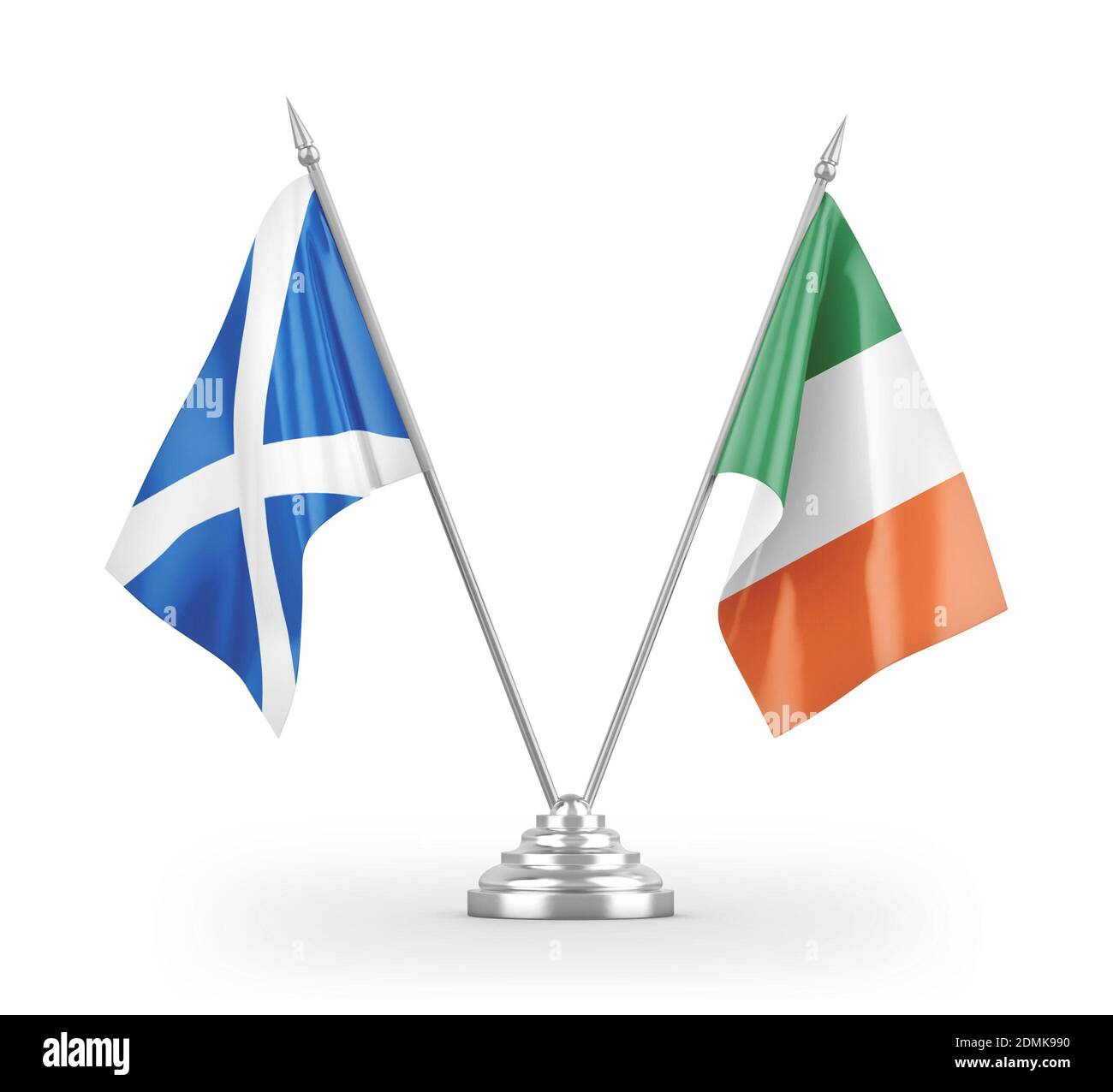 Ireland and Scotland table flags isolated on white 3D rendering Stock ...