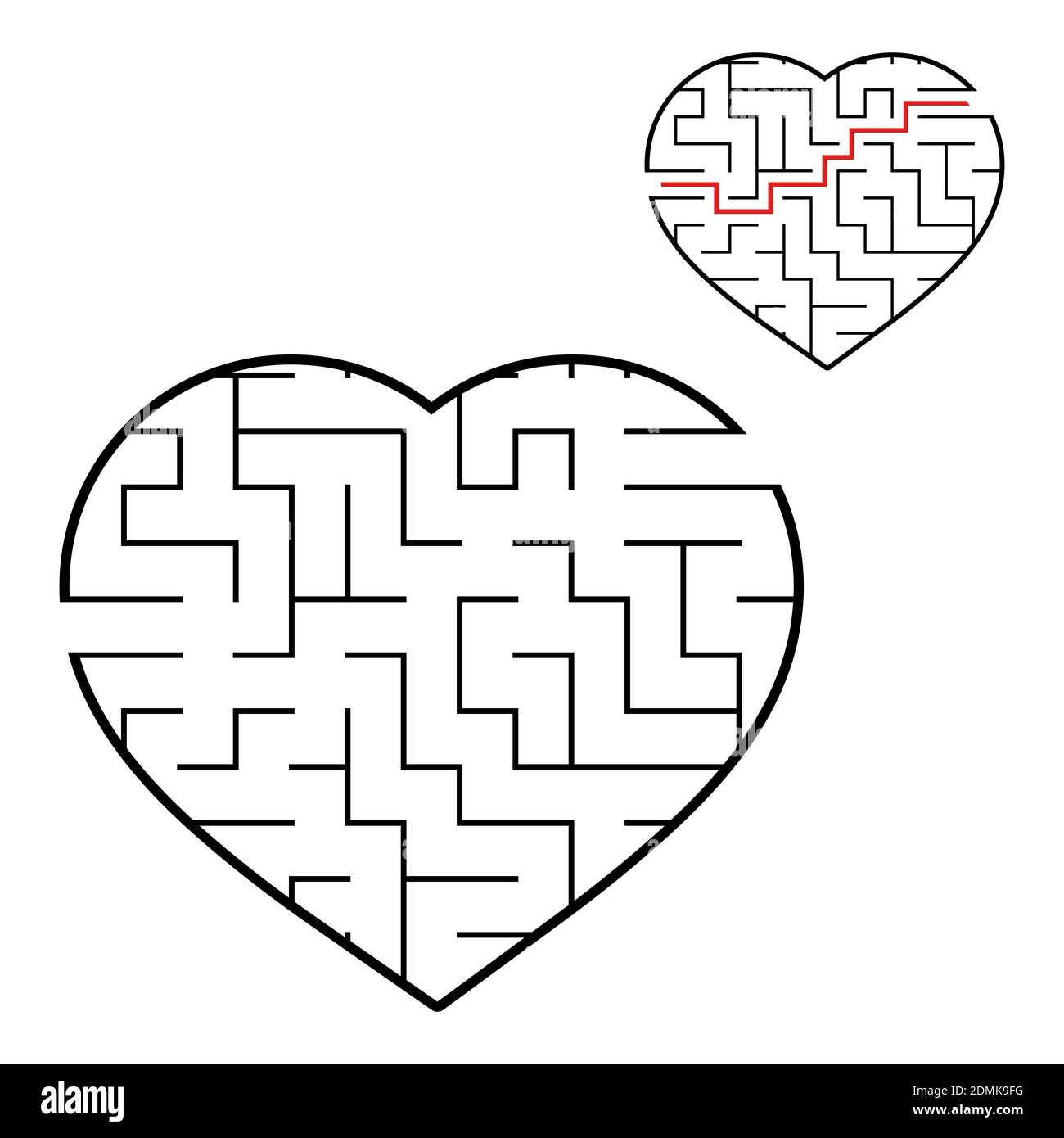 Abstract maze heart. Valentine day. Game for kids. Puzzle for children ...