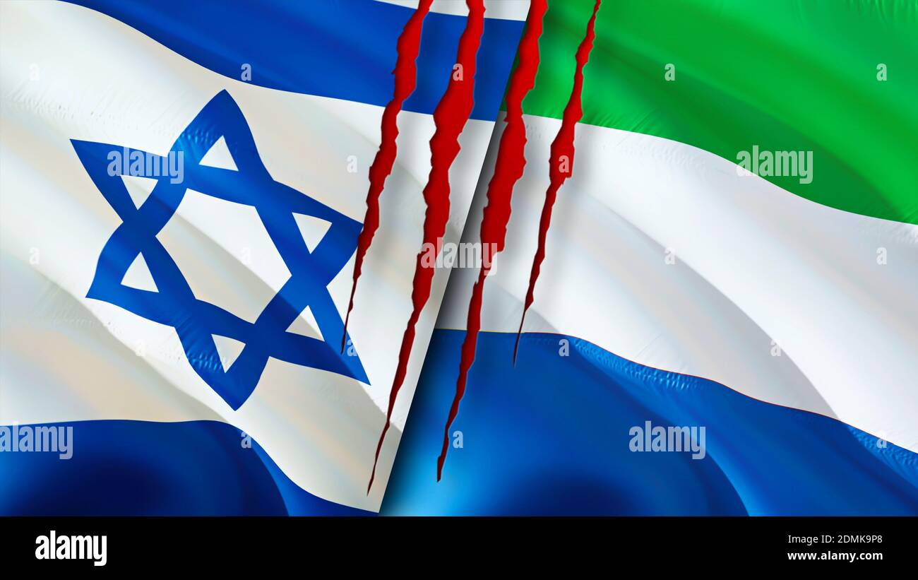 Israel and Sierra Leone flags with scar concept. Waving flag,3D ...