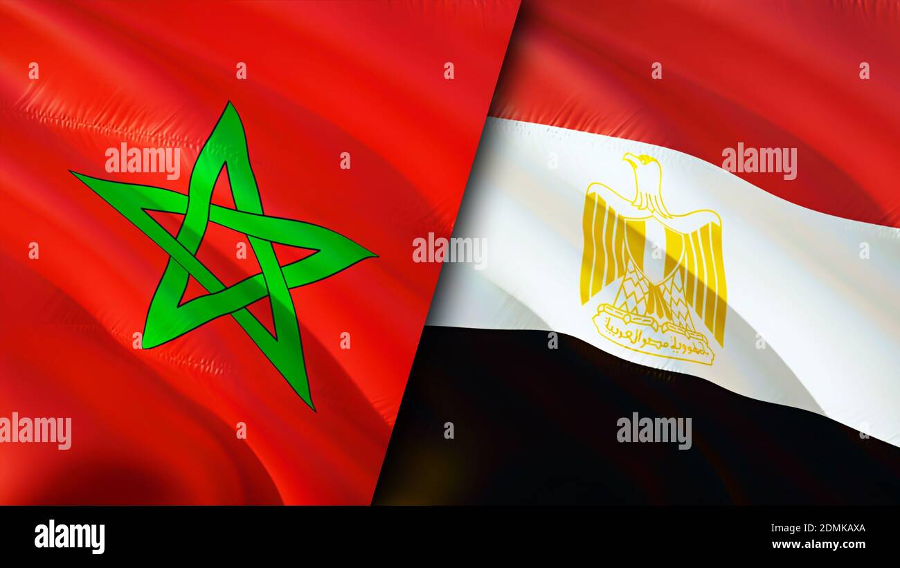 Morocco and Egypt flags. 3D Waving flag design. Morocco Egypt flag ...